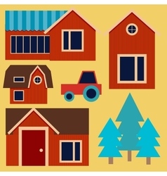 Retro Flat House Icons and Symbols set Royalty Free Vector