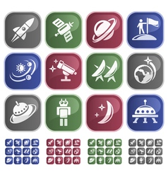 Pixel aliens ufo spaceships and planet Royalty Free Vector