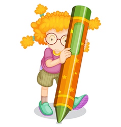 Girl with pencil Royalty Free Vector Image - VectorStock