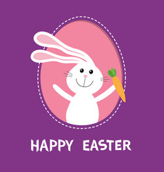 White bunny rabbit with long ears heart frame Vector Image