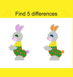Find 5 differences logic puzzle game for kids Vector Image