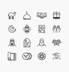 Islamic website icons set Royalty Free Vector Image