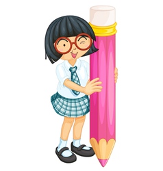 Girl with pencil Royalty Free Vector Image - VectorStock