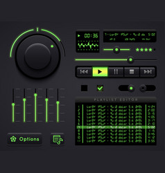 Realistic black plastic panel media audio player Vector Image