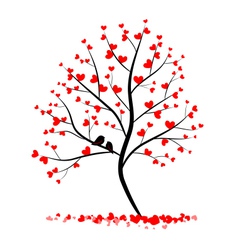 Tree branch with love hearts Royalty Free Vector Image