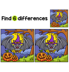 Kids spot differences game with halloween Vector Image