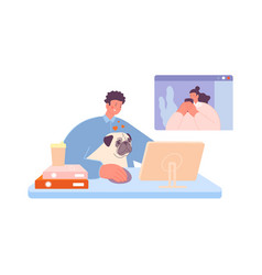 Cartoon man and woman video chatting online Vector Image