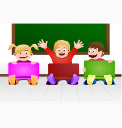 Cartoon school kids studying in the classroom Vector Image
