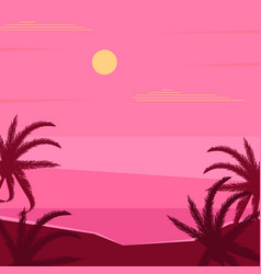 Cartoon evening sunset surrounded clouds Vector Image