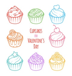 9 different cute cupcakes Royalty Free Vector Image