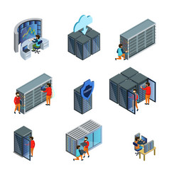 Server room isometric information technology Vector Image