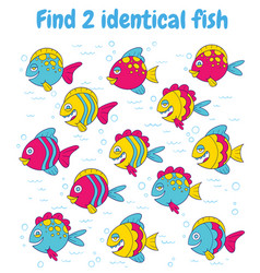 Find differences puzzle game which fish did Vector Image