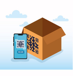 Qr code on smartphone screen Royalty Free Vector Image