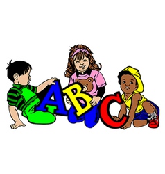 Funny alphabet with kids ABCD Royalty Free Vector Image