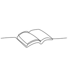 Single continuous line drawing of an open book Vector Image