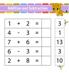Count cut and paste maths worksheet for children Vector Image
