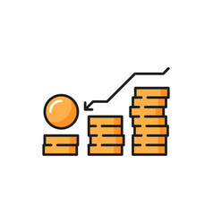 Dollar coins with red arrow Royalty Free Vector Image
