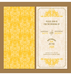 Wedding invitation card floral yellow Royalty Free Vector