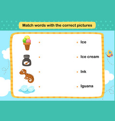 Match words with correct pictures Royalty Free Vector Image