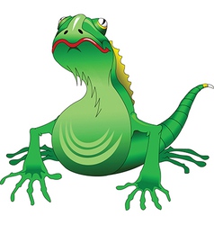 Little funny green lizard in a cartoon style Vector Image