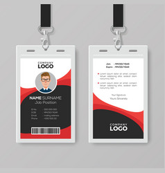 Elegant red and white id card design template Vector Image