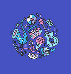 Music doodle Royalty Free Vector Image - VectorStock