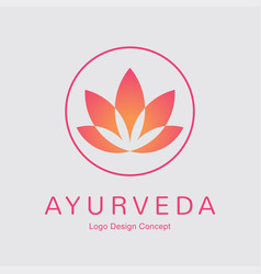 Ayurveda logo with lotus symbol Royalty Free Vector Image