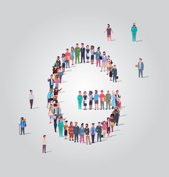 Big people crowd forming number two 2 shape Vector Image