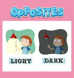 Opposite adjectives with light and dark Royalty Free Vector