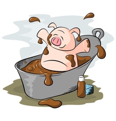 Educational flashcard pig sporting in a mud puddle