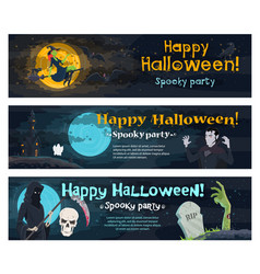 Collection of halloween banner templates Vector Image