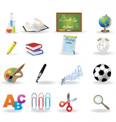 Labels with names and icons school subjects Vector Image