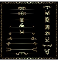 Golden calligraphic design elements Royalty Free Vector