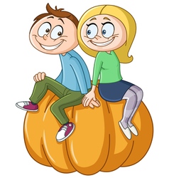 Cute little boy with autumn leaves Royalty Free Vector Image