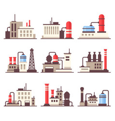 Factory building red icon in the flat style Vector Image