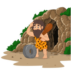 Funny caveman cartoon Royalty Free Vector Image