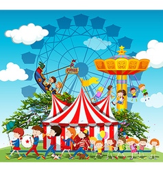 Children having fun in the park Royalty Free Vector Image