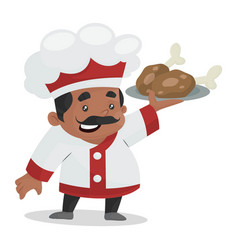Funny chef cartoon bring bowl in the kitchen Vector Image