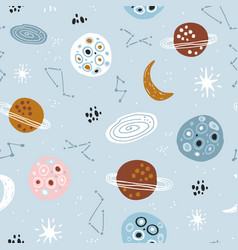 Childish seamless pattern with hand drawn space Vector Image
