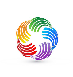 Teamwork hi unity people logo design Royalty Free Vector