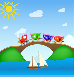 Train riding on the track Royalty Free Vector Image