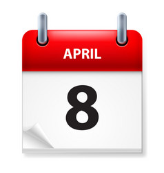 Bright realistic icon of calendar with 8 date Vector Image