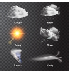 Realistic weather icons set Royalty Free Vector Image
