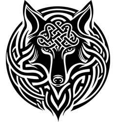 Wolf head with ornament Royalty Free Vector Image