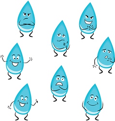 Cute cartoon drops funny drop emotional droplets Vector Image