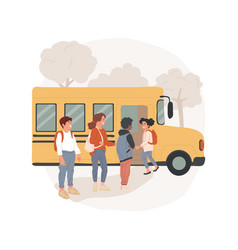 Young brother and sister waiting for a school bus Vector Image
