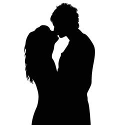 Kiss lovers black silhouette on white Royalty Free Vector