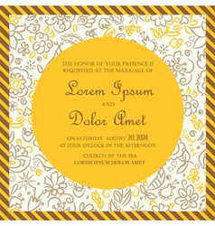 Wedding invitation card floral yellow Royalty Free Vector