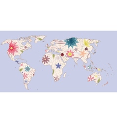 Contour world map with countries names Royalty Free Vector