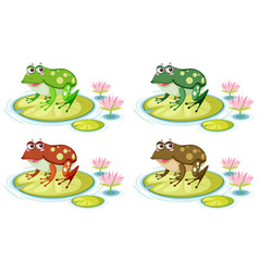 Happy frog on lily pad Royalty Free Vector Image